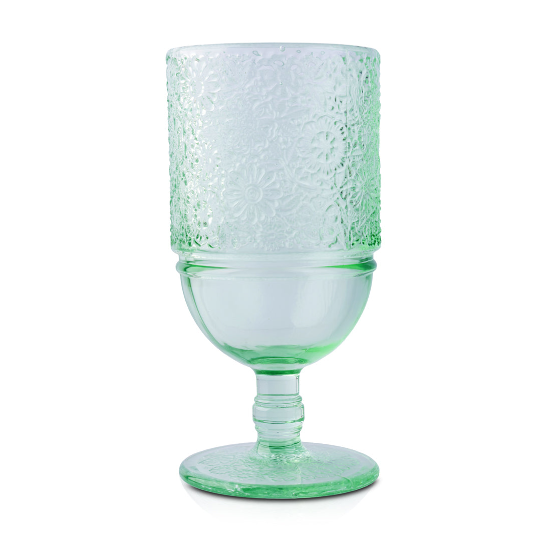 Floral Engraved Green Vintage Stem Glass - 350ml – Spa Ceylon Sri Lanka